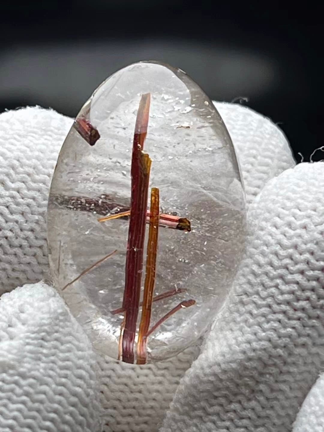 Red Rutile Cross in Quartz Cabochon, Bronze Copper Rutilated Quartz ...