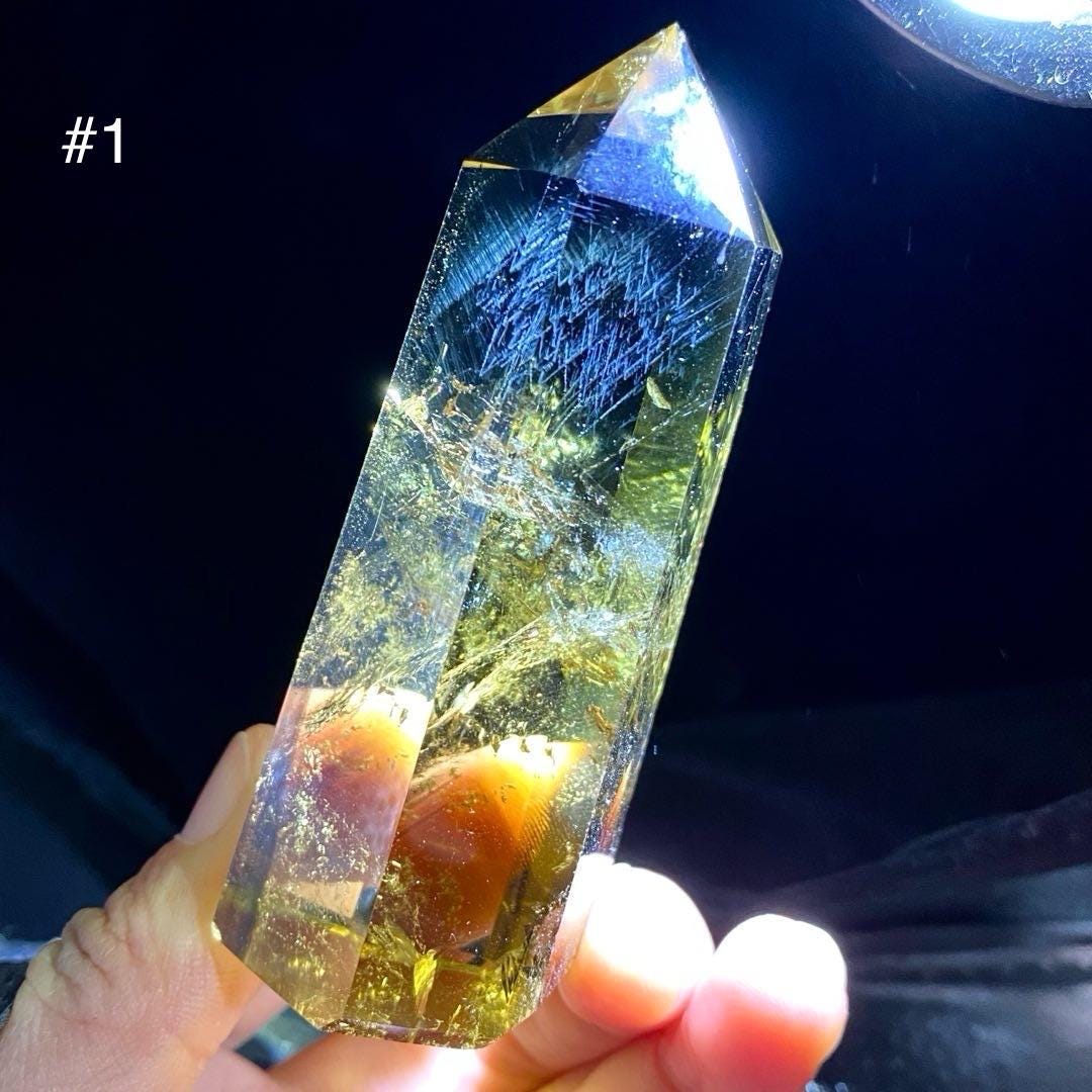 Blue Needle Citrine Quartz Tower, Phantom Crystal, Crystal Gift - Etsy