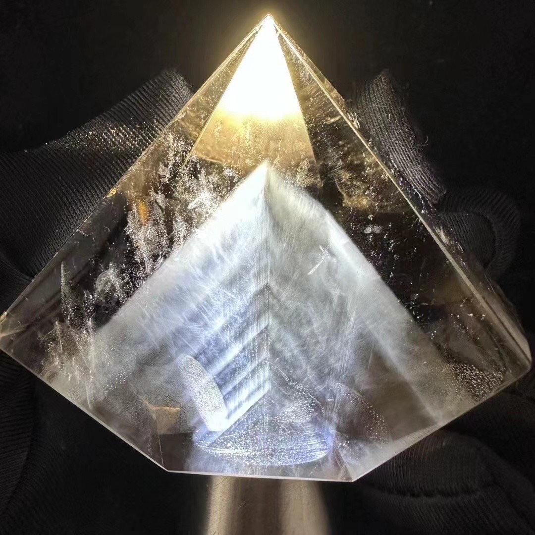 Phantom Blue Needles Citrine Quartz Pyramid, Natural Blue Mist Phantom ...