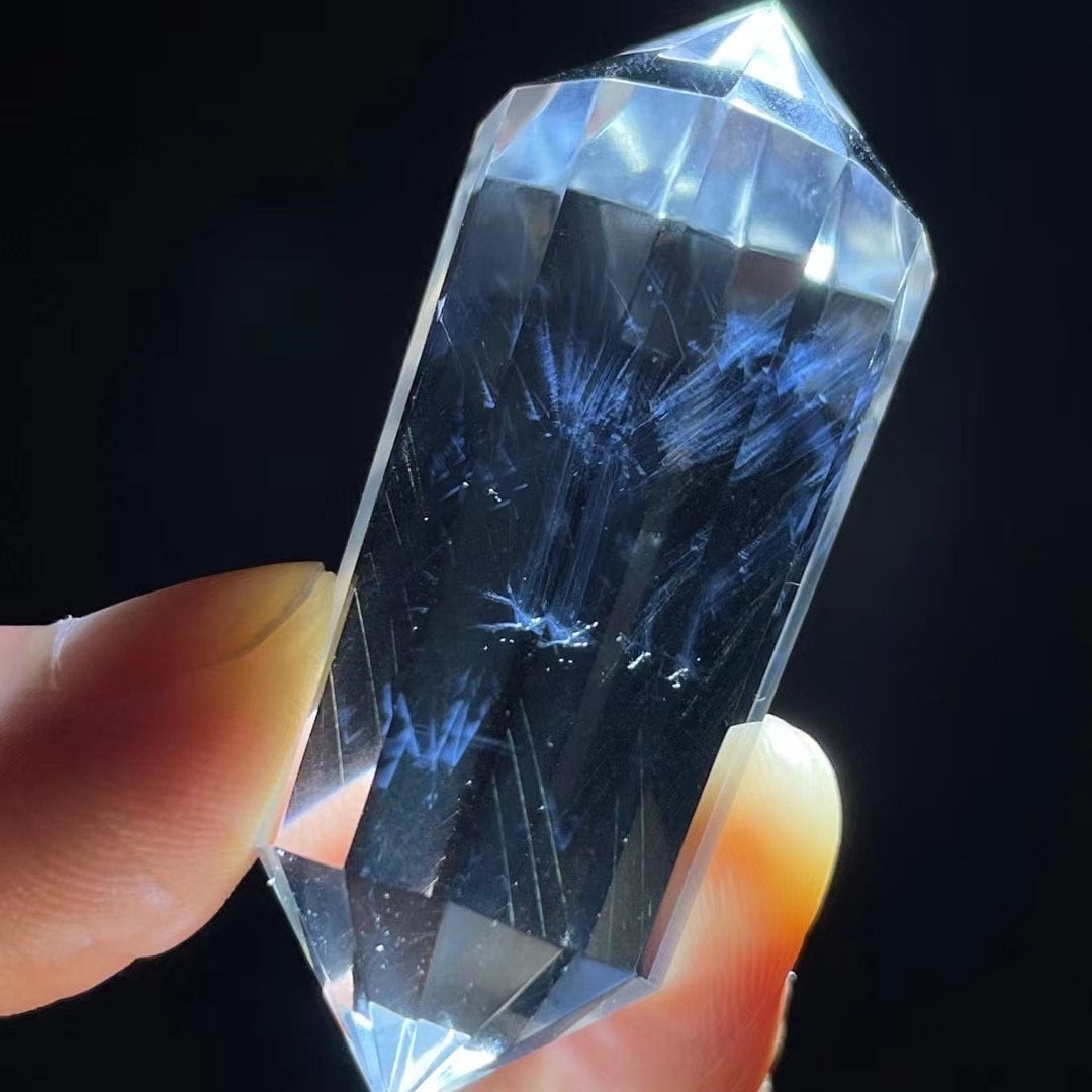 Blue Needles Quartz Polyhedron DT, Natural Blue Needle Quartz, Crystal ...