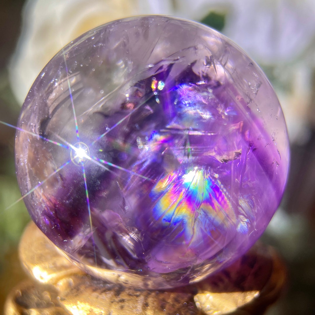 High Quality Natural Deep Purple Phantom Amethyst Sphere, Amethyst ...