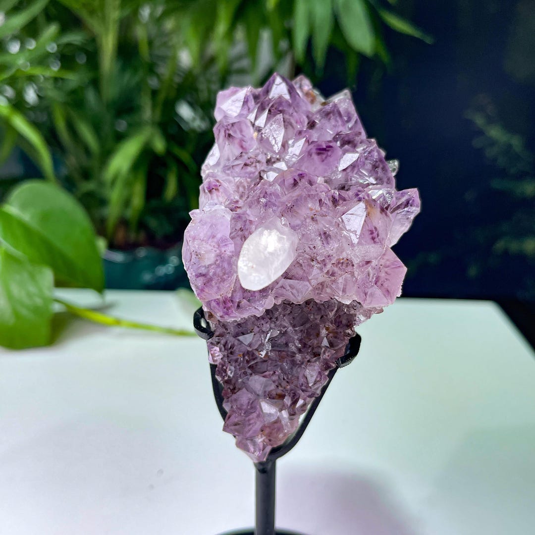 Calcite in Amethyst Cluster Quartz, Unique Raw Crystal Cluster ...