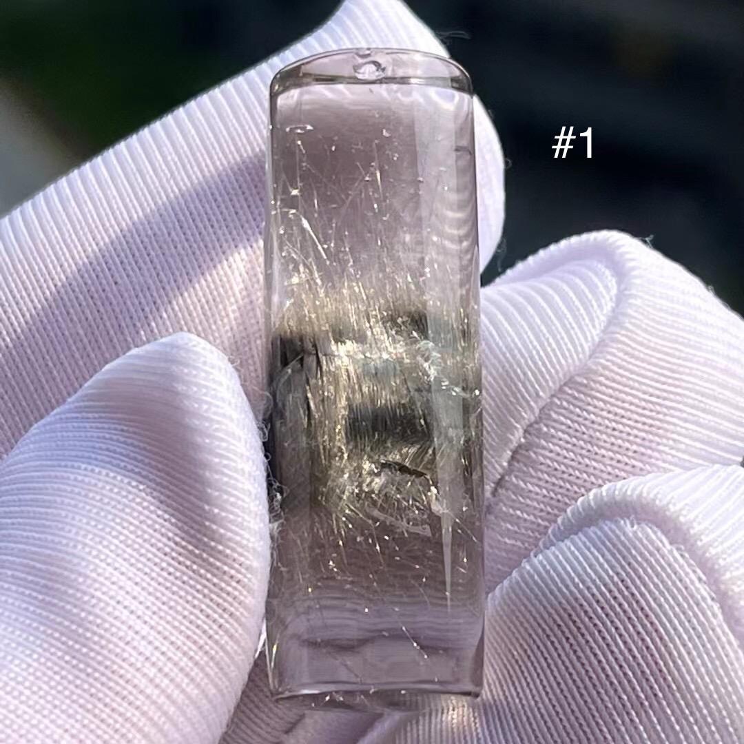 Natural Silver Rutilated Quartz Cylinder, Brookite/stibnite in Quartz ...