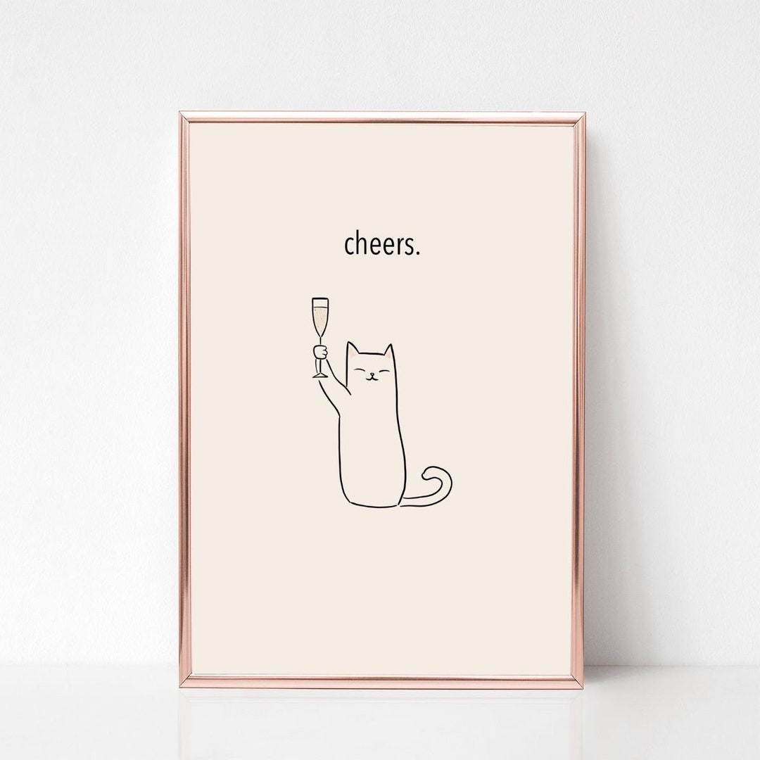 Poster CHEERS CAT - Etsy