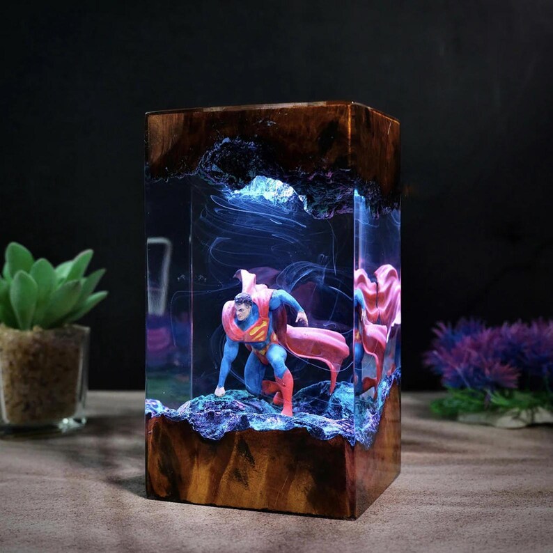 Superman Desk Lamp: Resin Figure With LED Light - Handmade Collector ...