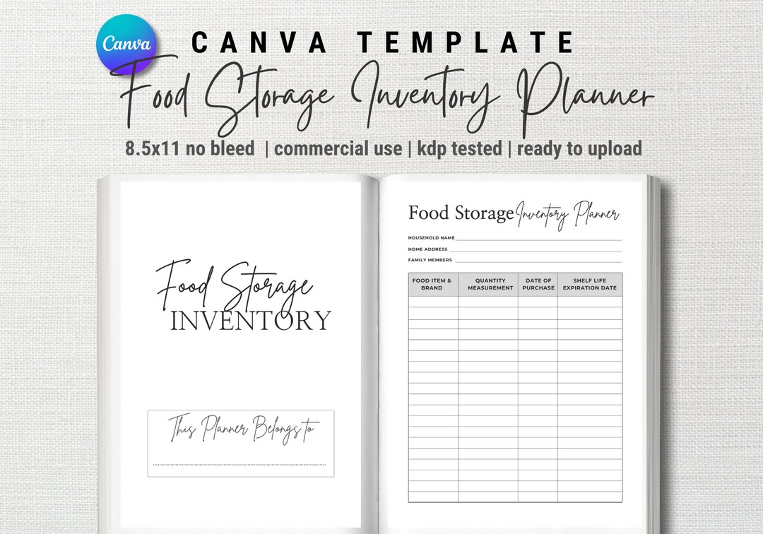 Food Storage Inventory Planner Canva Editable KDP Interior 8.5x11 ...
