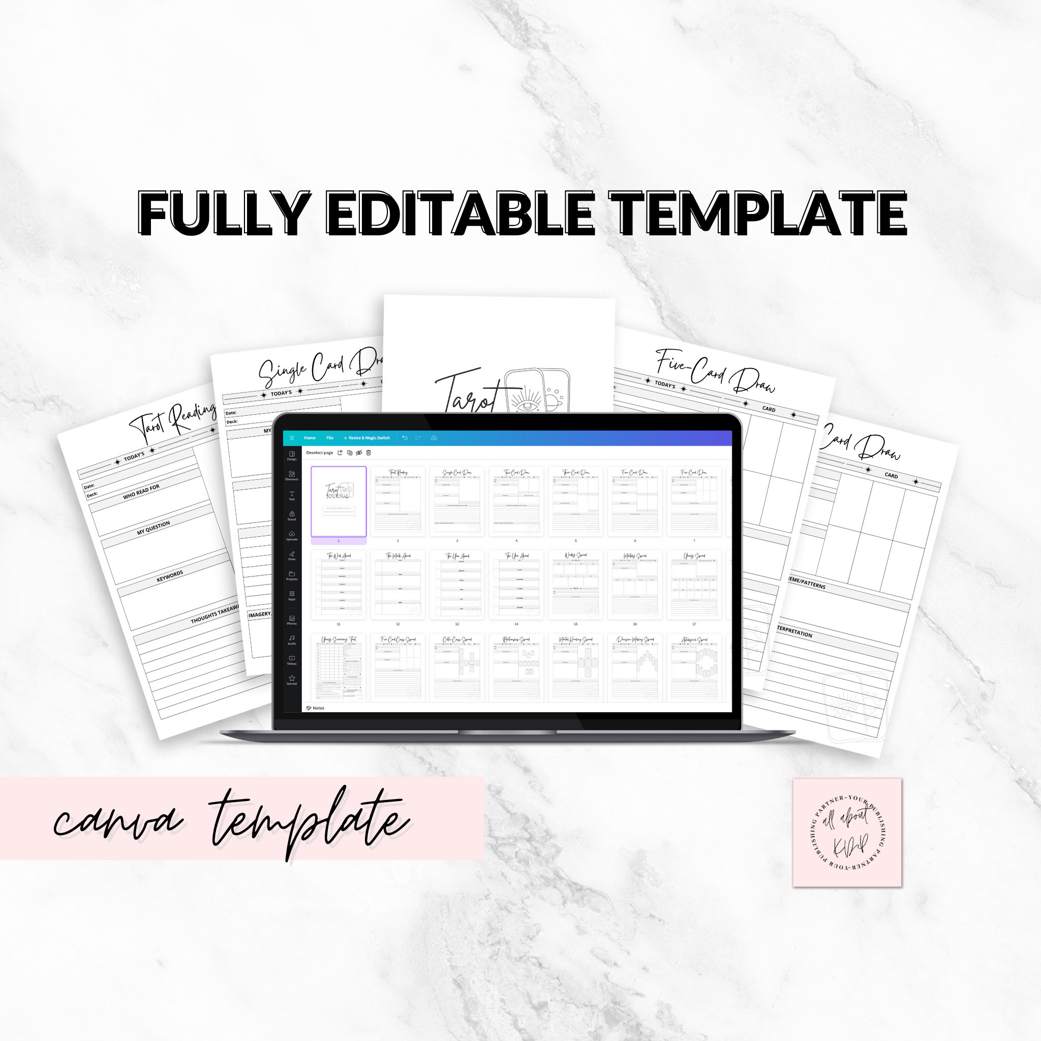 Editable Tarot Journal KDP Template Spiritual Diary Canva Design Tarot ...