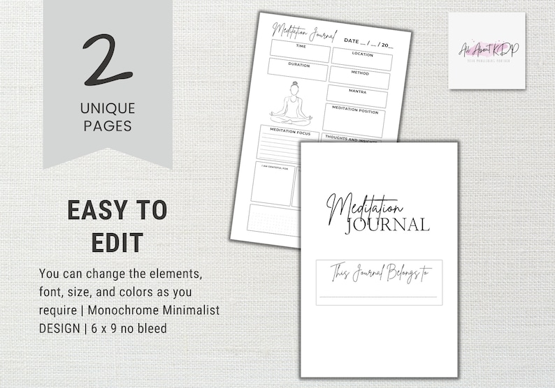 Meditation Journal Template: Editable Canva PDF, 6x9 Inches - Etsy