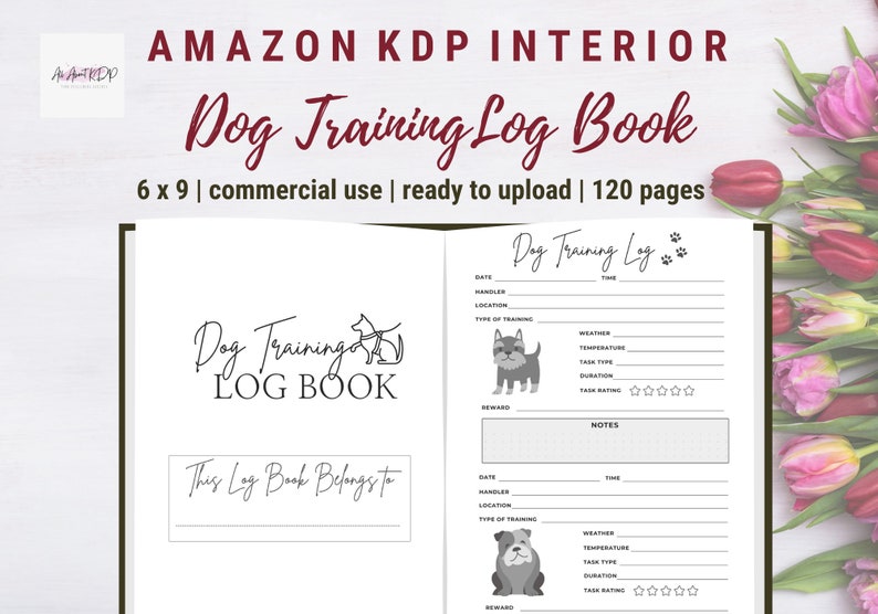 Dog Training Log Book KDP Interior 6x9 Inches with Bleed - Etsy