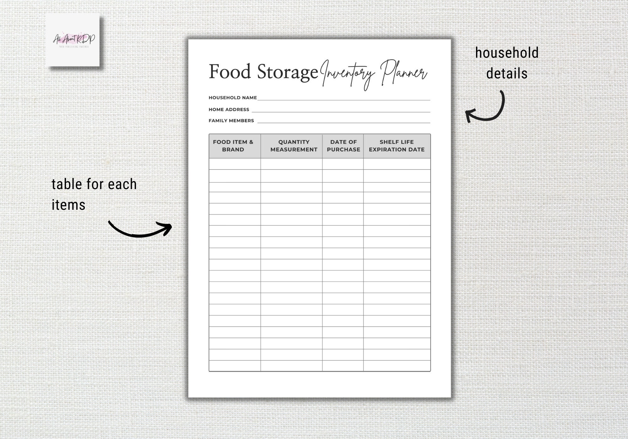Food Storage Inventory Planner Canva Editable KDP Interior 8.5x11 ...