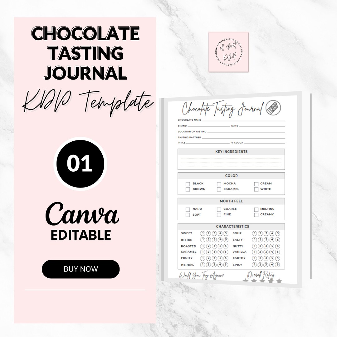 Chocolate Tasting Journal KDP Template Editable Canva Customizable ...