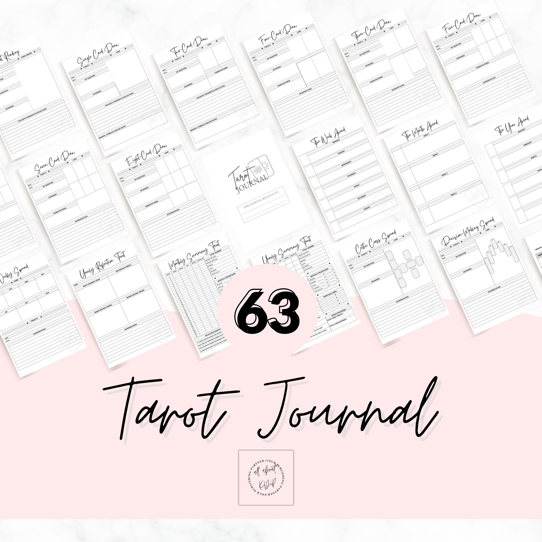 Editable Tarot Journal KDP Template Spiritual Diary Canva Design Tarot ...