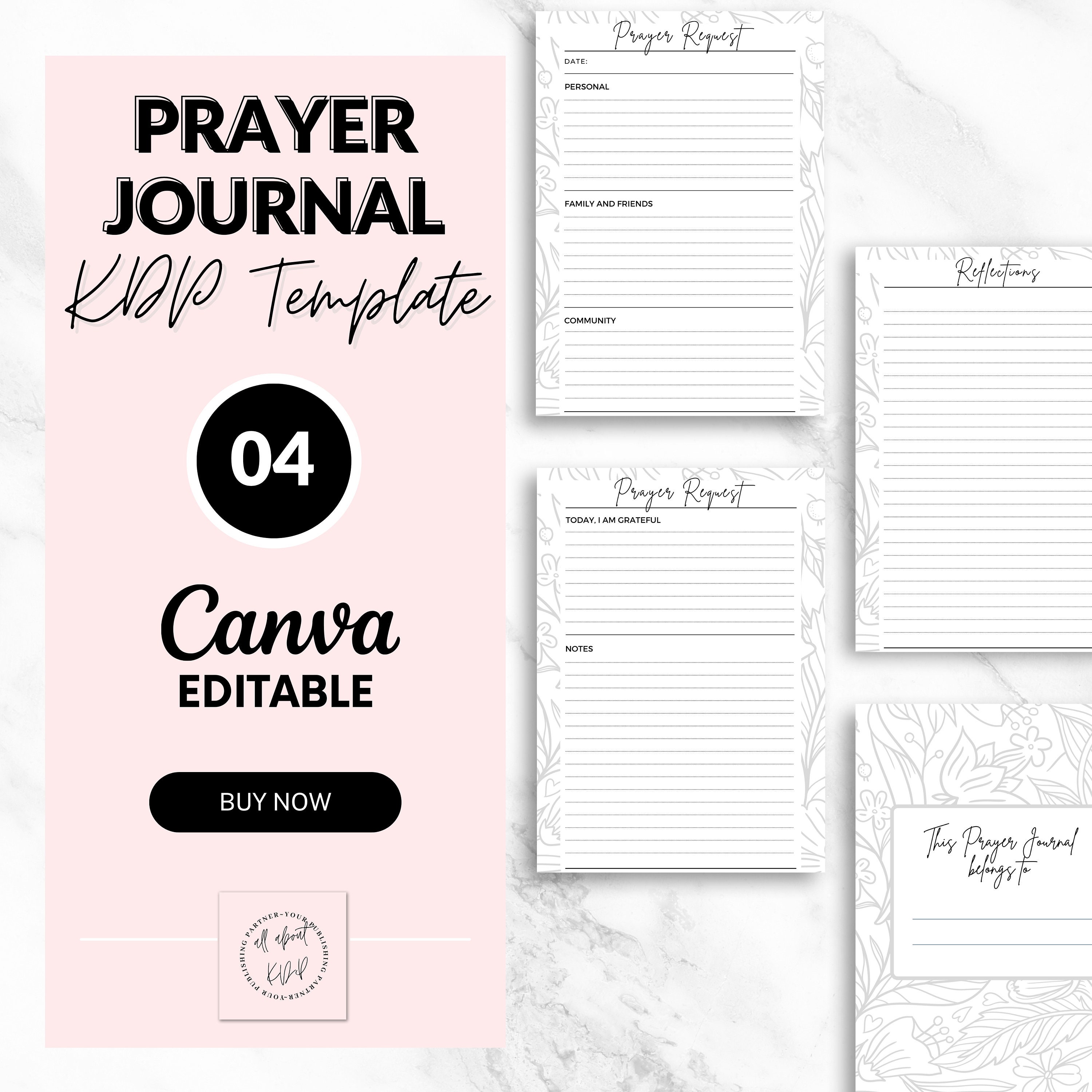 Prayer Journal Canva Editable Template - 6x9 Inches Format Ideal for ...