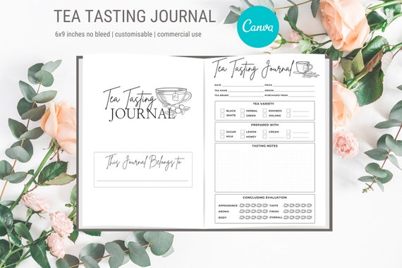 Tea Tasting Journal Canva Editable Template 6x9 inches no | Etsy