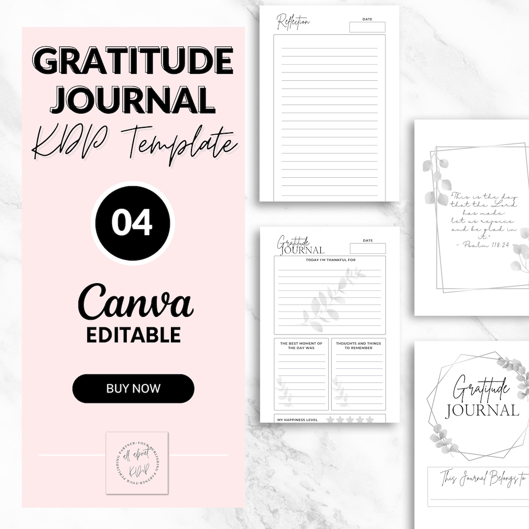 Gratitude Journal Template: Editable Canva Pages - 6x9 Digital Planner ...