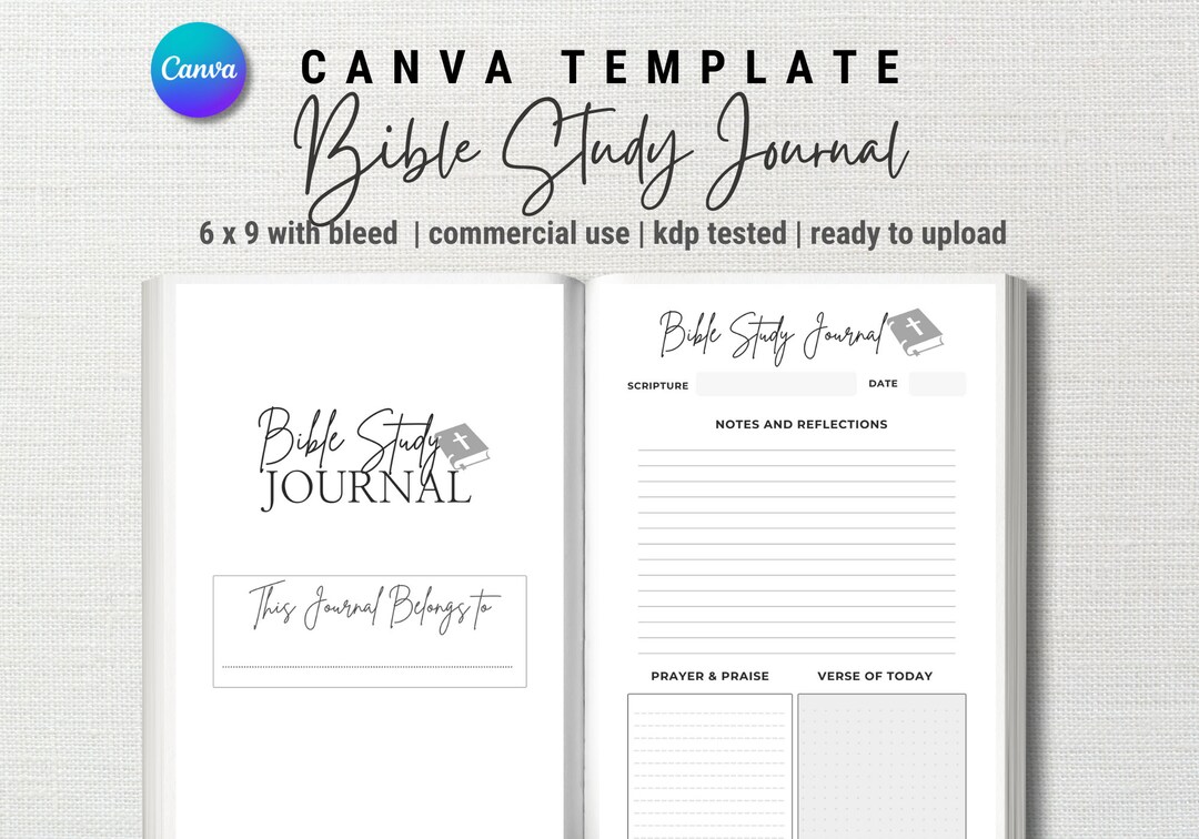 Canva Editable Bible Study Journal KDP Interior 6x9 Inches no Bleed ...