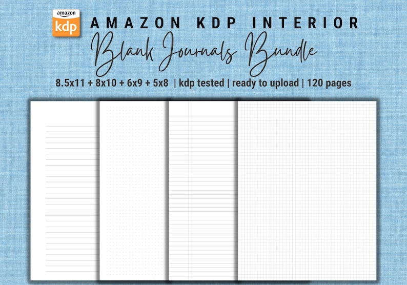 KDP Interiors Bundle | Blank Lined, Dot Grid, Graph Paper, College ...