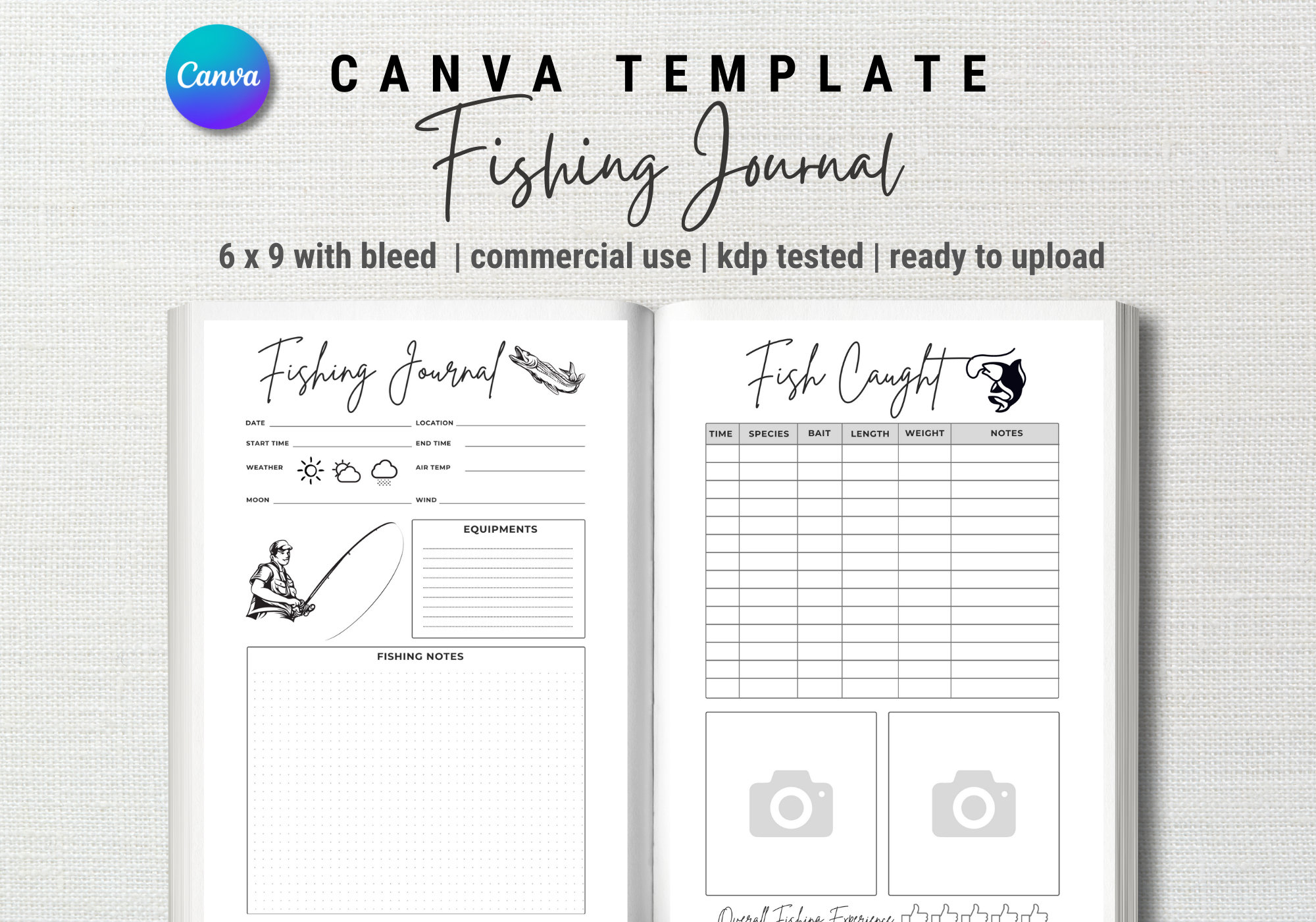 Fishing Journal Fishing Logbook Fishing Catch Log KDP - Etsy