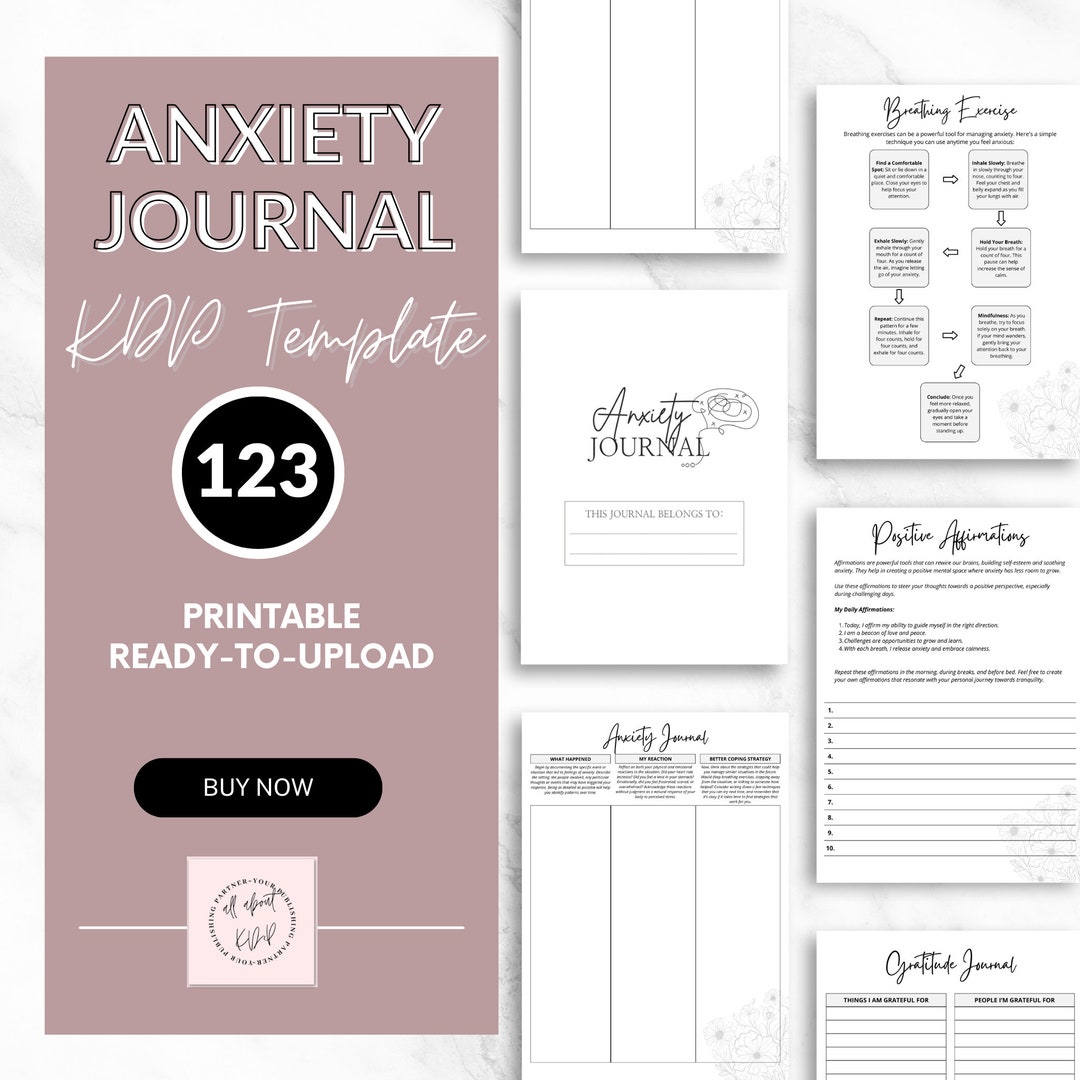 Anxiety Journal Printable KDP Mental Health Planner Coping Strategy ...