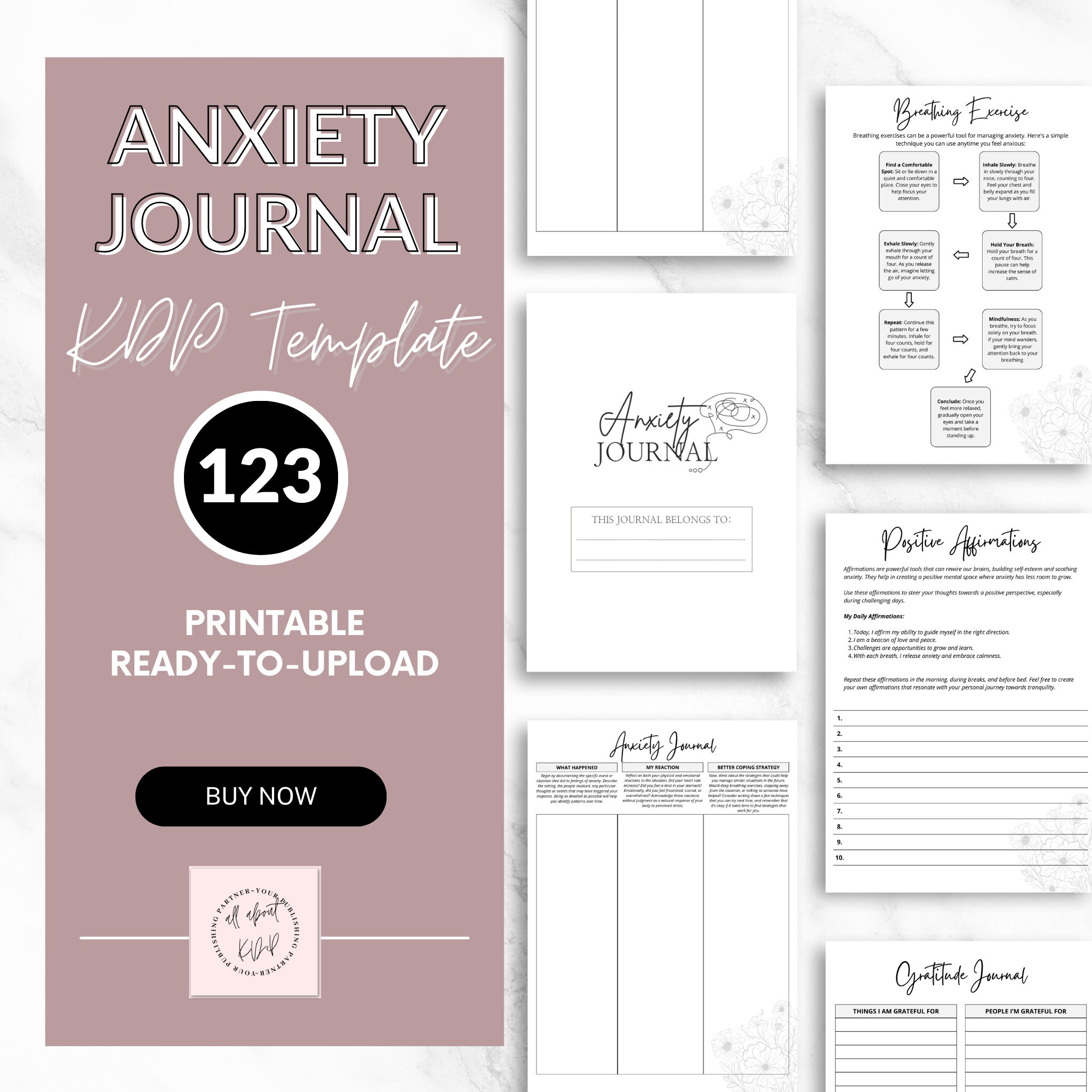 Anxiety Journal Printable KDP Mental Health Planner Coping Strategy ...