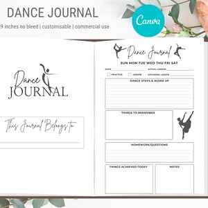 Dance Journal Canva Editable Template 6x9 Inches no Bleed Ready to ...
