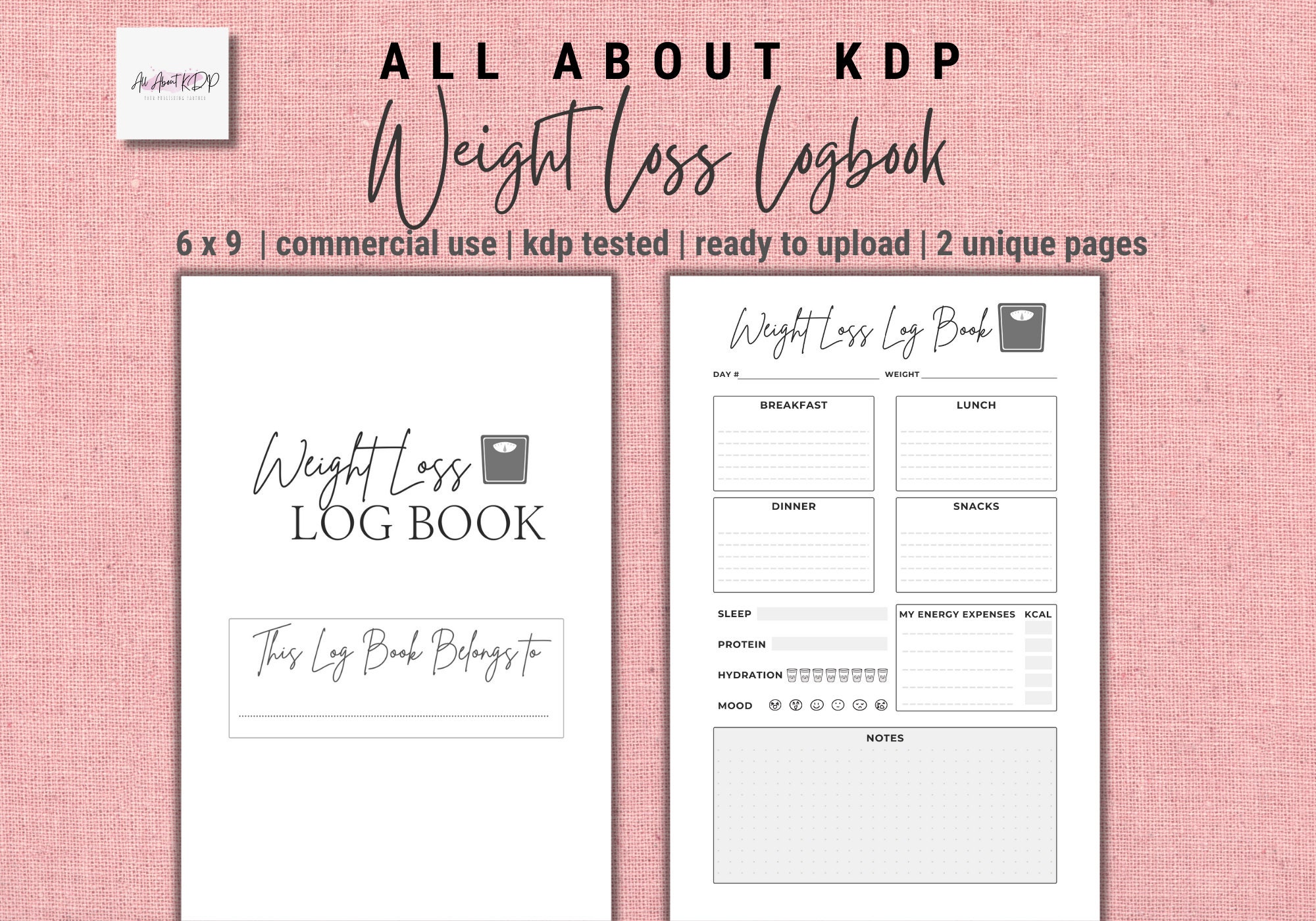 Weight Loss Tracker Weight Loss Log Book KDP Interior Exercise Planner ...