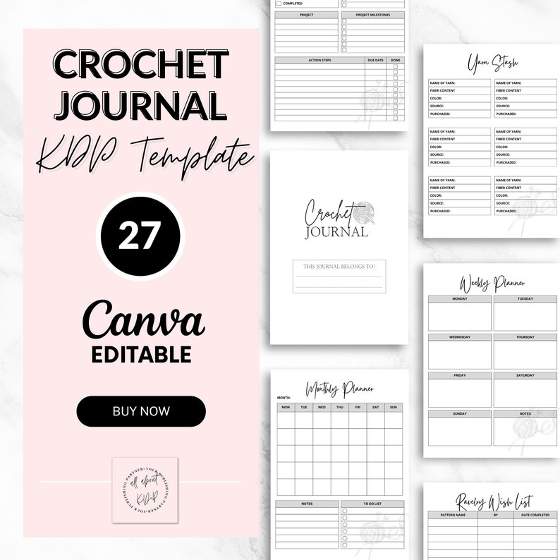 Editable Crochet Journal KDP Template | Canva Design for Crochet ...