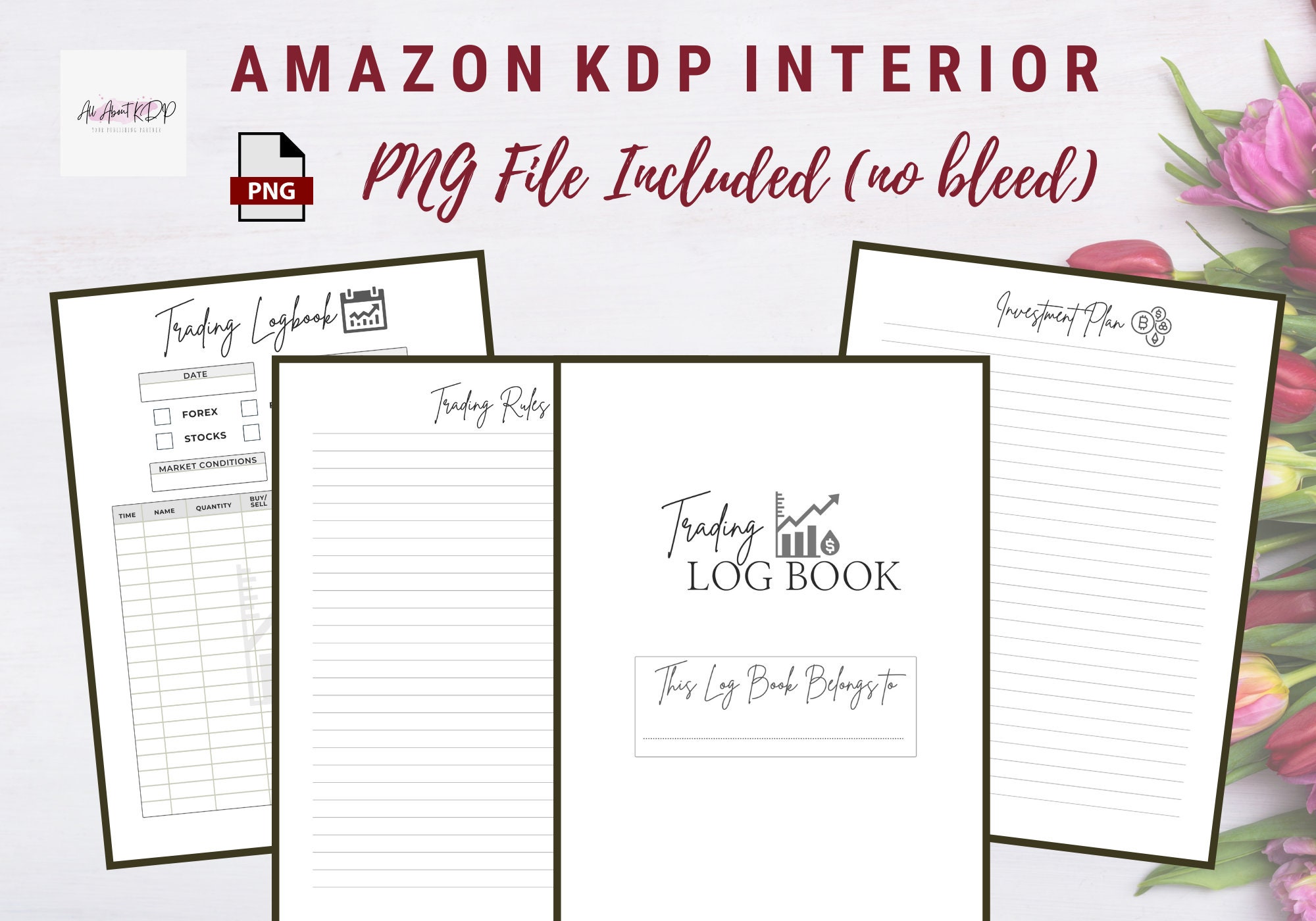 Stock Trading Log Book KDP Interior 8.5x11 Inches with Bleed Commercial ...