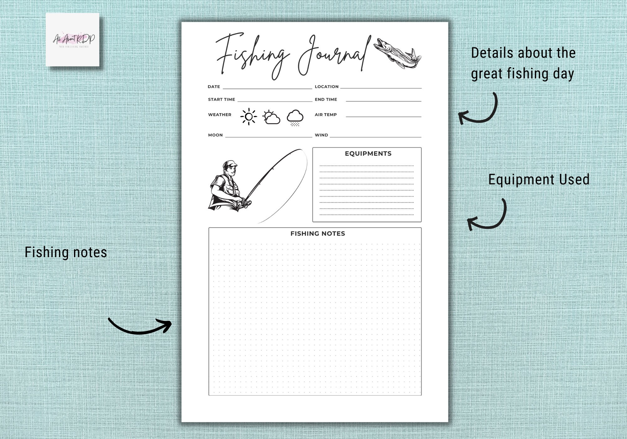 Fishing Journal Fishing Logbook Fishing Catch (Download Now) - Etsy