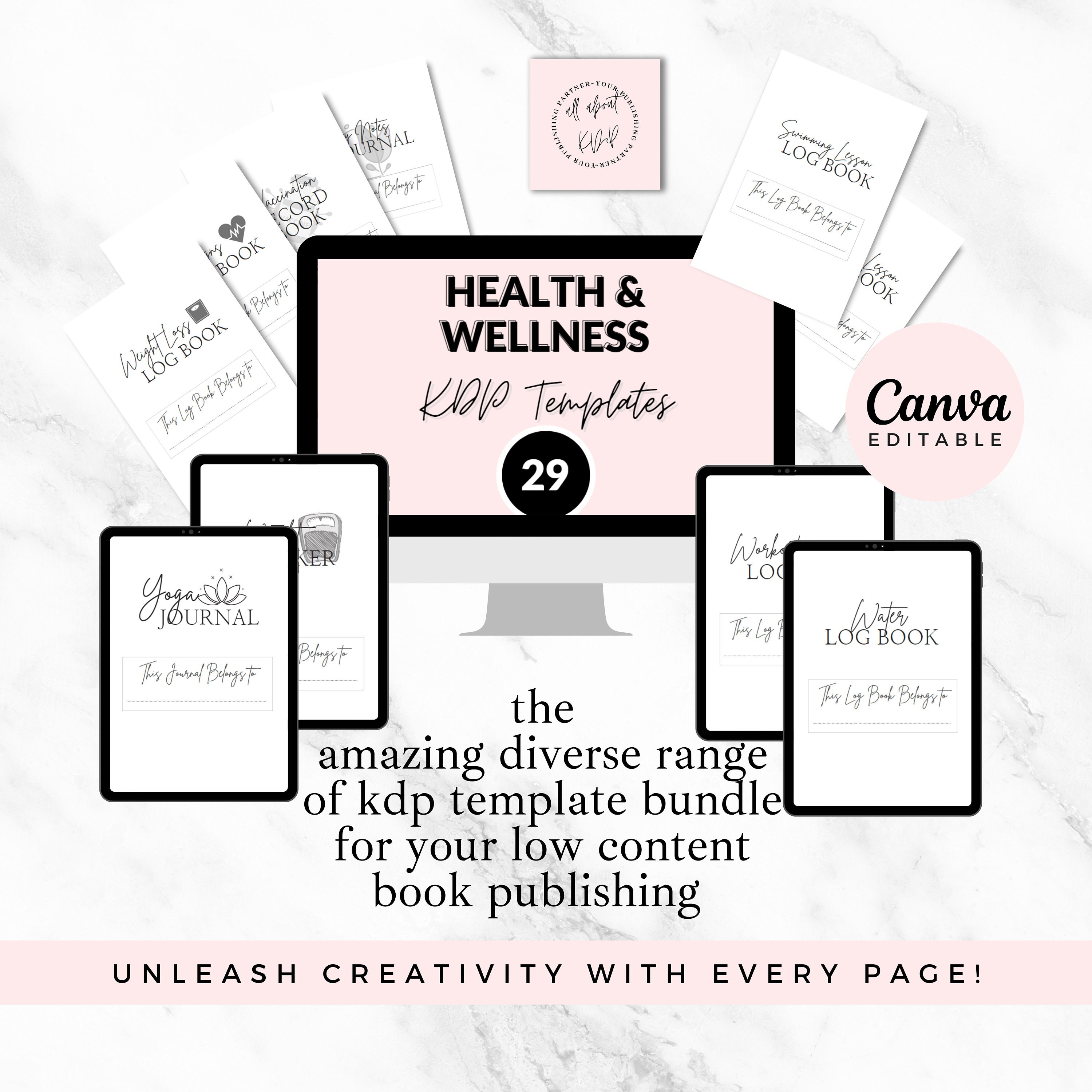 Editable Health & Wellness Journal Bundle 29 Canva Editable Templates ...