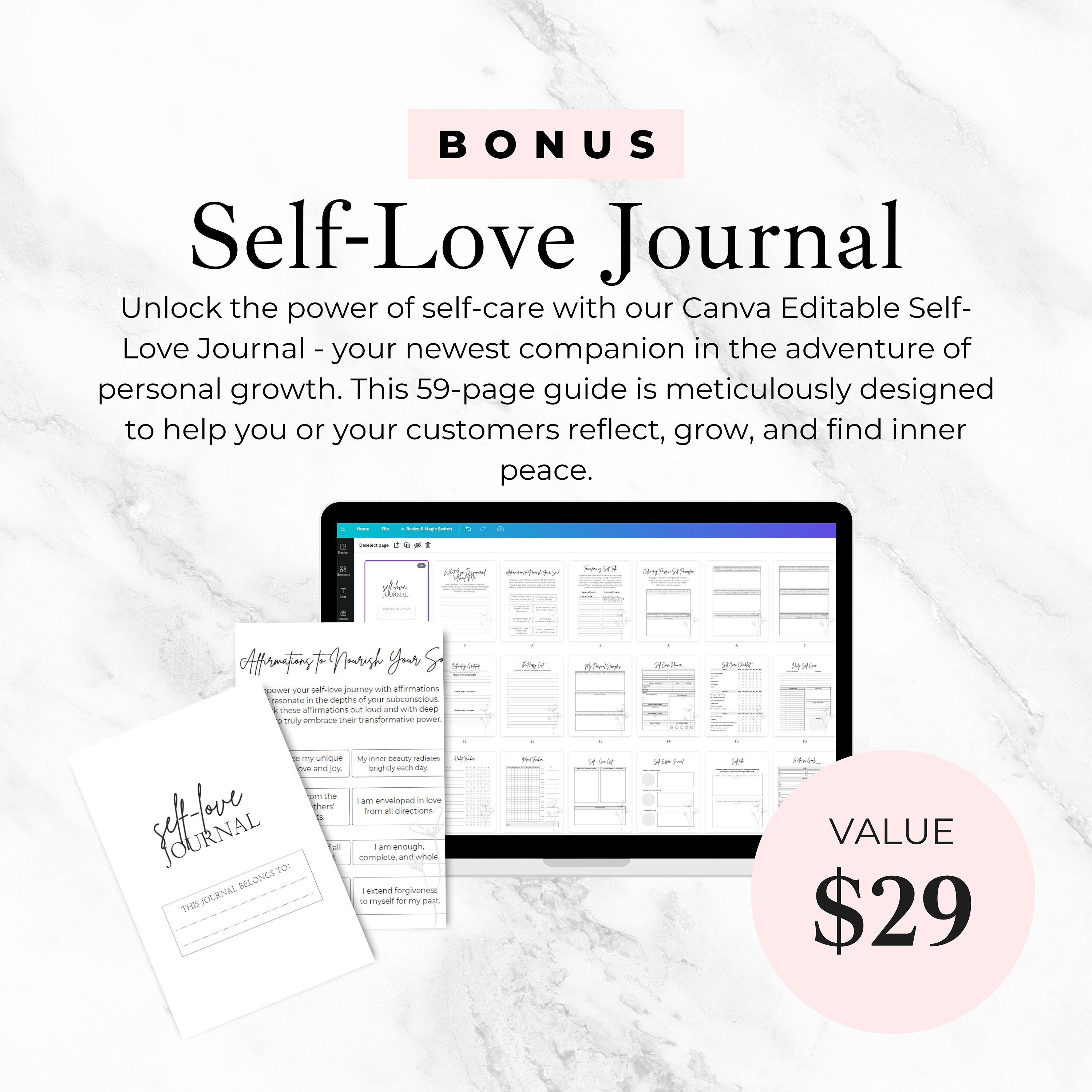 Editable Health & Wellness Journal Bundle 29 Canva Editable Templates ...
