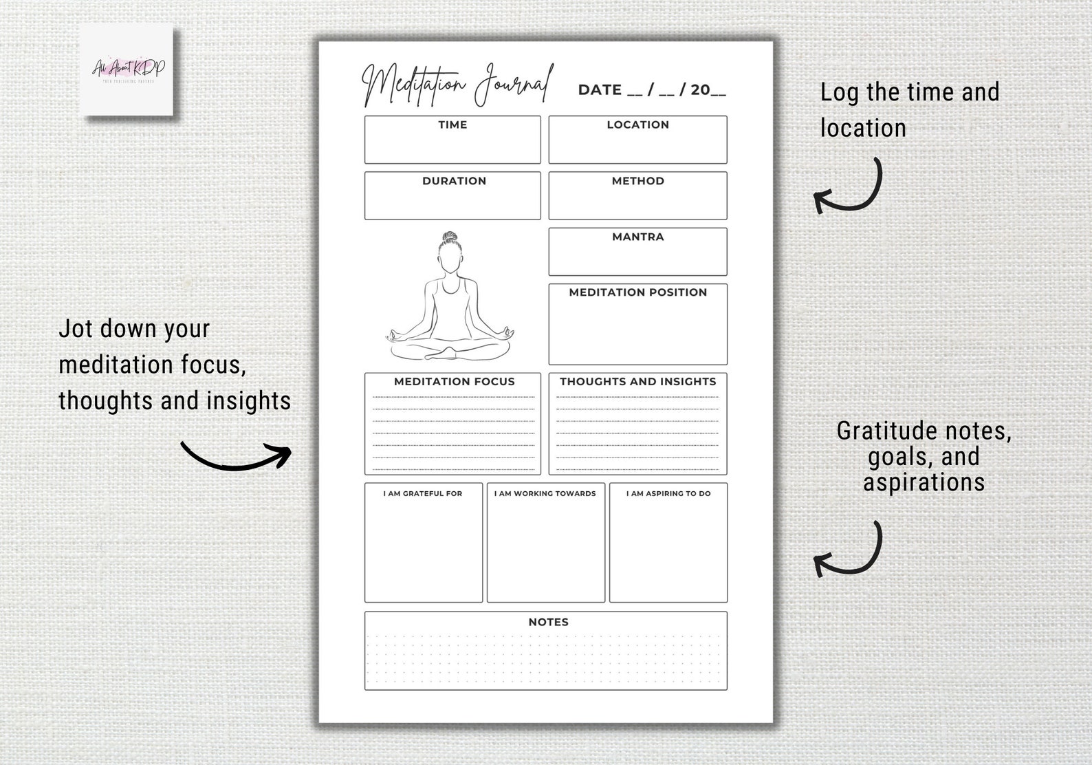 Meditation Journal Canva Editable Template | 6x9 Inches (no Bleed ...
