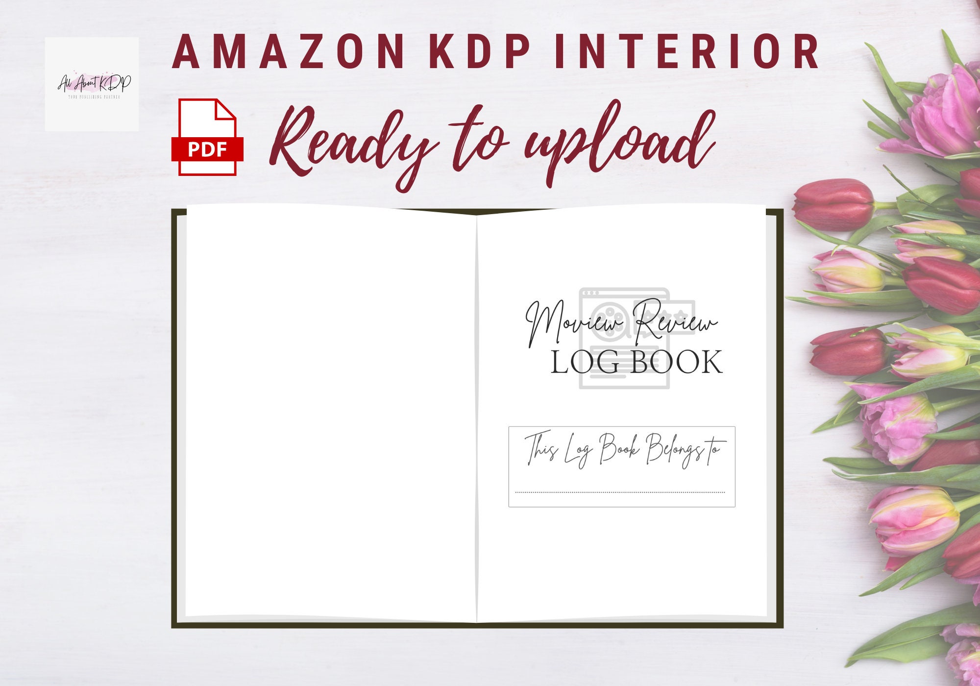 Movie Review Log Book KDP Interior 6x9 Inches with Bleed Commercial Use ...