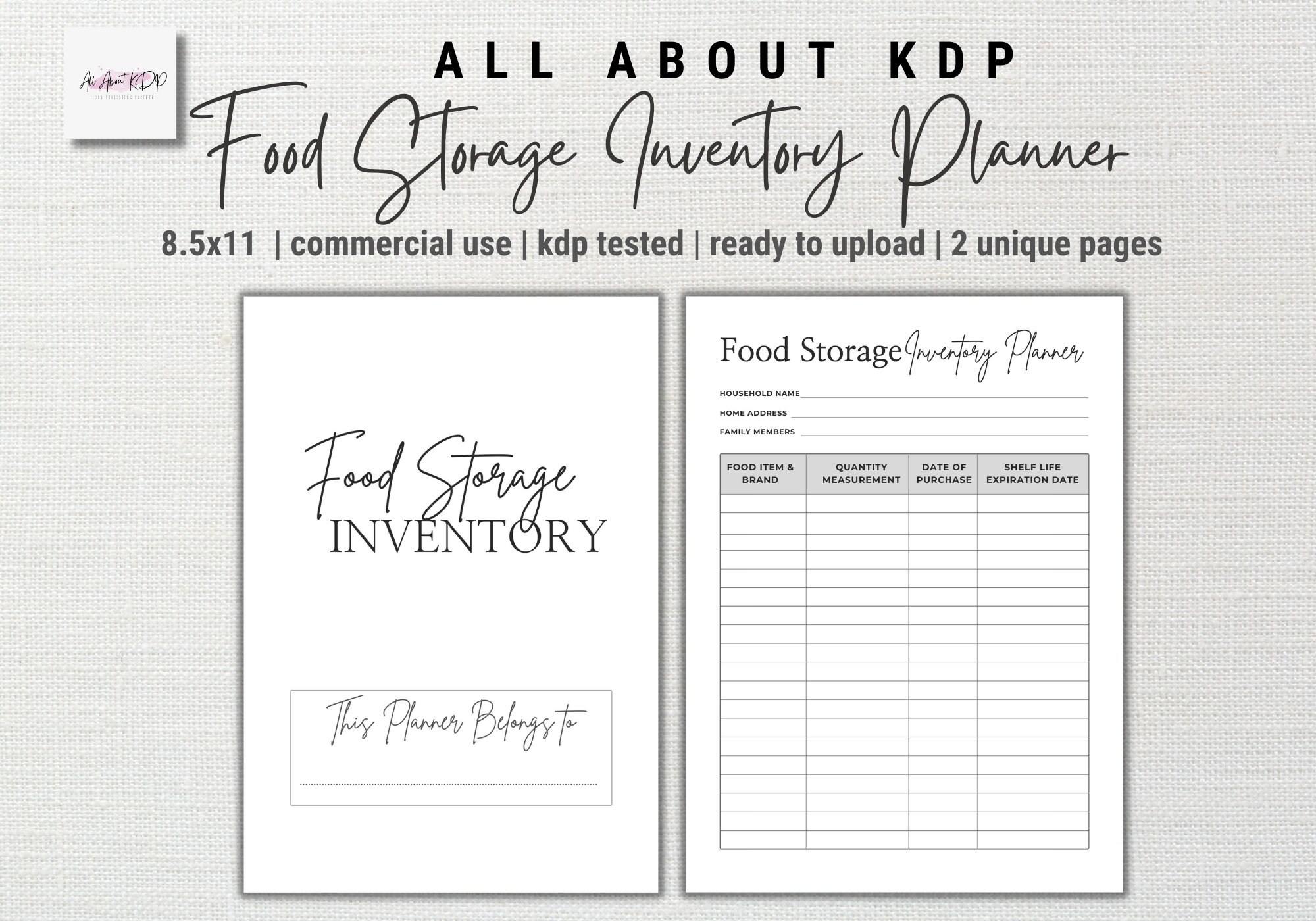Food Storage Inventory Planner Canva Editable KDP Interior 8.5x11 ...