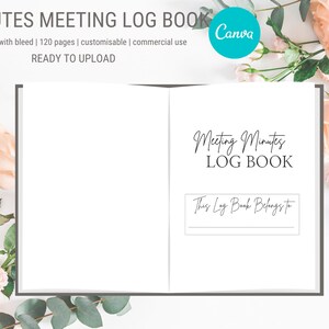 Canva Editable Meeting Minutes Log Book KDP Interior 6x9 Inches no ...