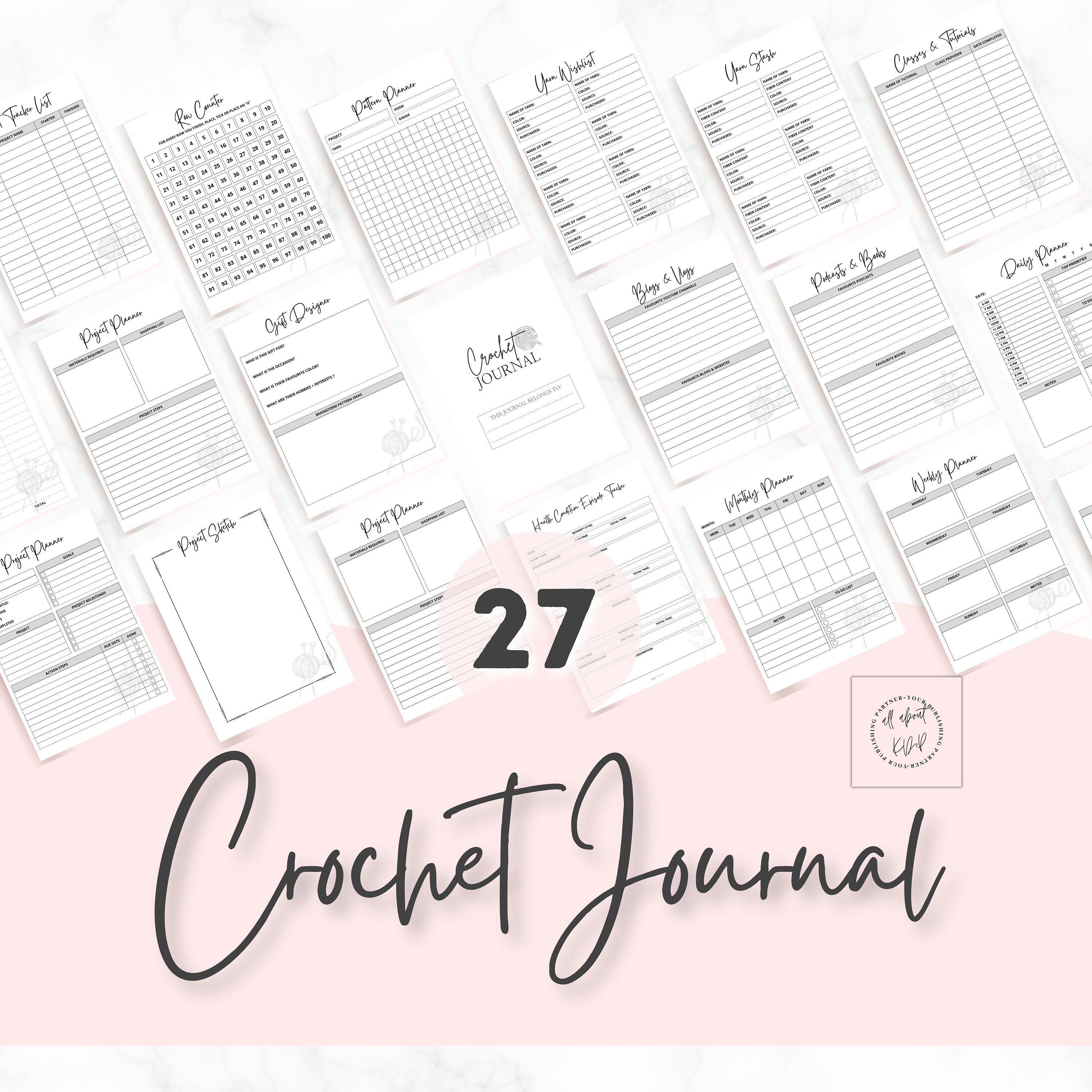 Editable Crochet Journal KDP Template | Canva Design for Crochet ...