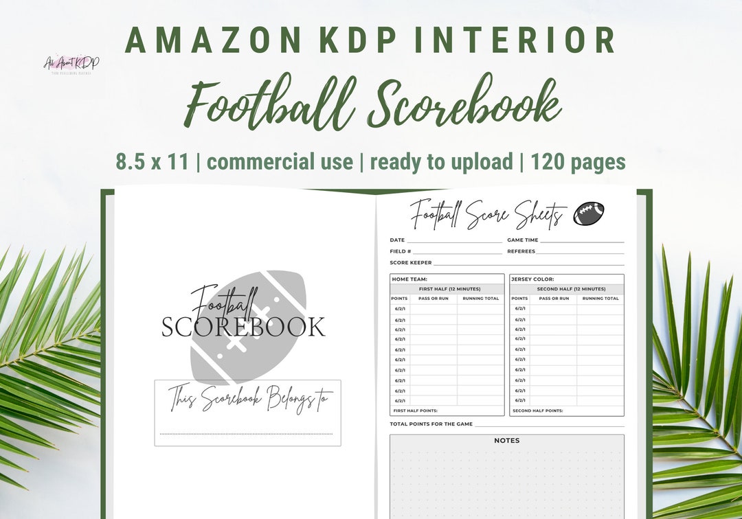 Football Scorebook KDP Interior 8.5x11 Inches with Bleed - Etsy