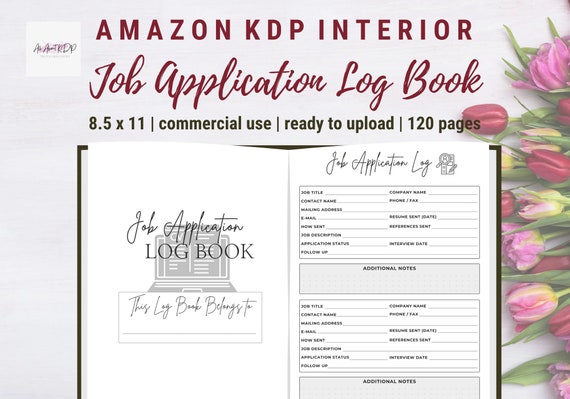 Job Application Log Book KDP Interior 8.5x11 Inches with - Etsy
