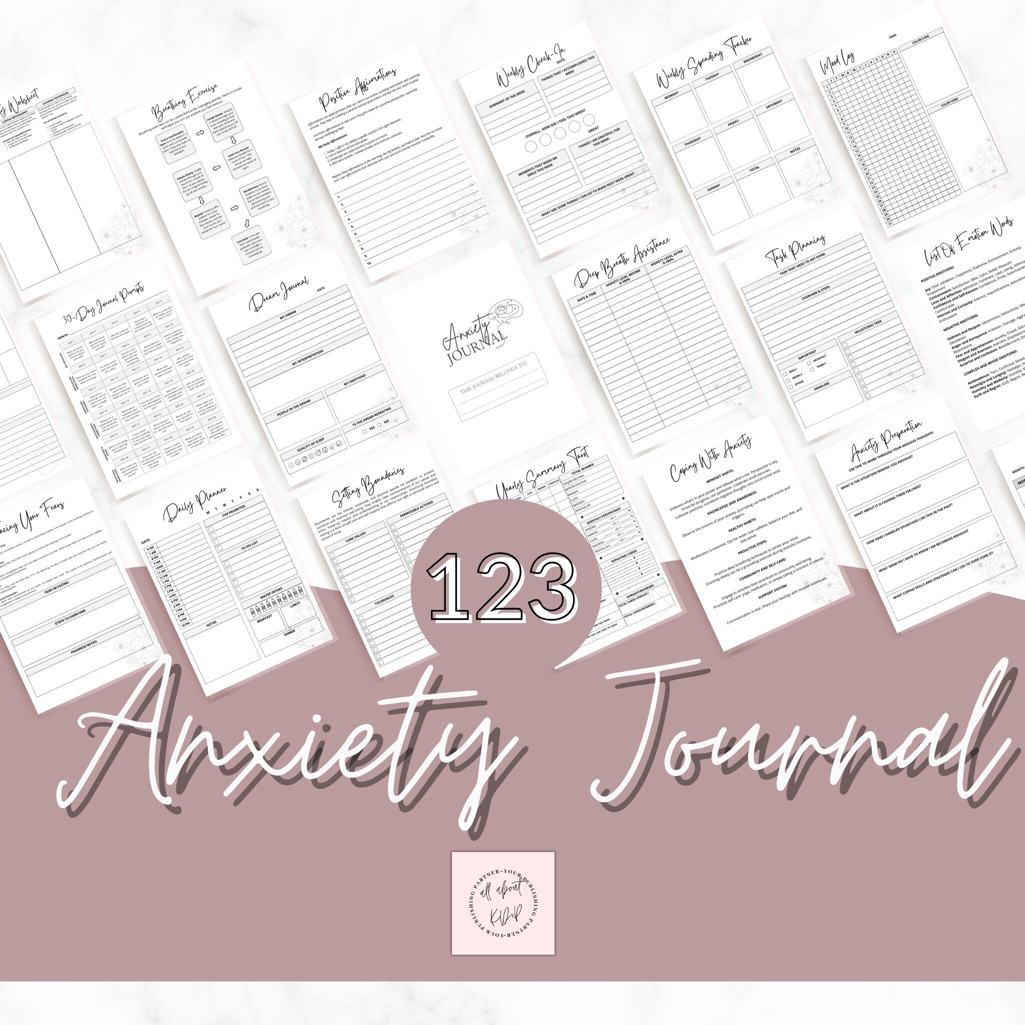 Anxiety Journal Printable KDP Mental Health Planner Coping Strategy ...