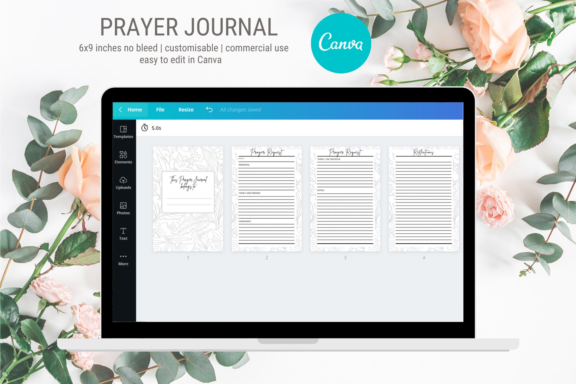 Prayer Journal Canva Editable Template 6x9 Inches no Bleed - Etsy