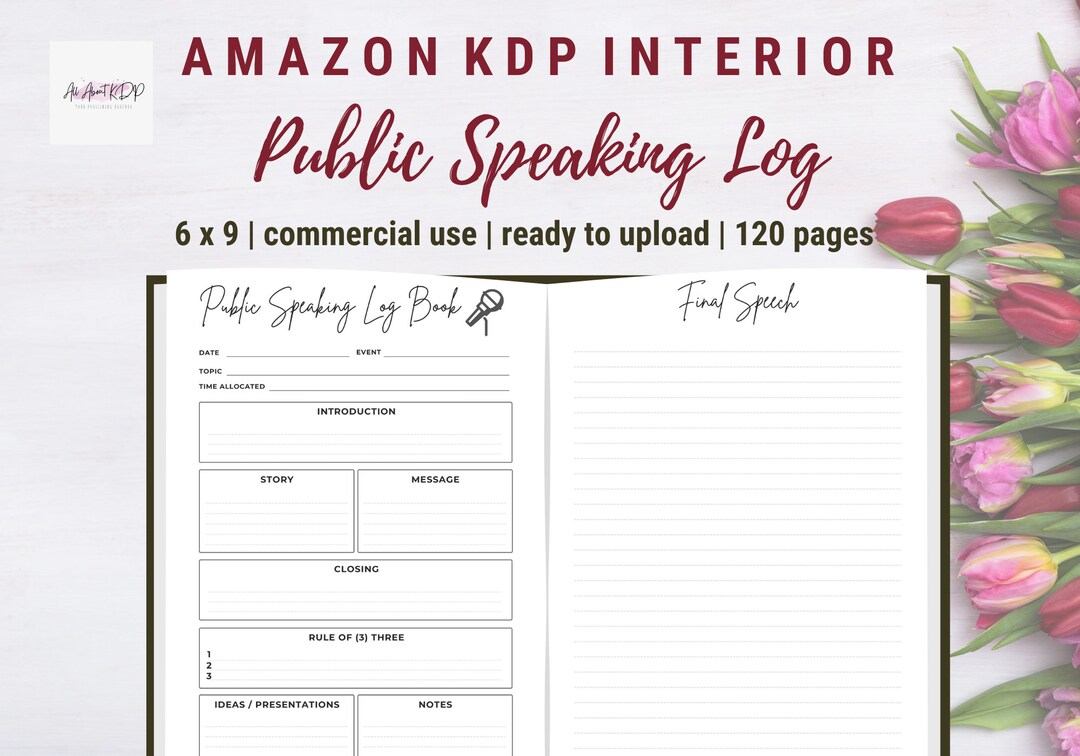 Public Speaking Log Book: 6x9 Journal With Prompts - Etsy