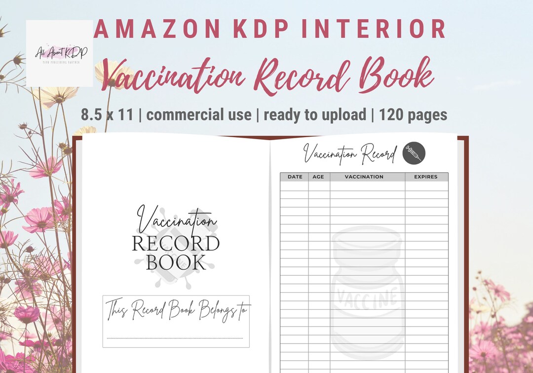 Vaccination Record Book KDP Interior 8.5x11 Inches with Bleed ...