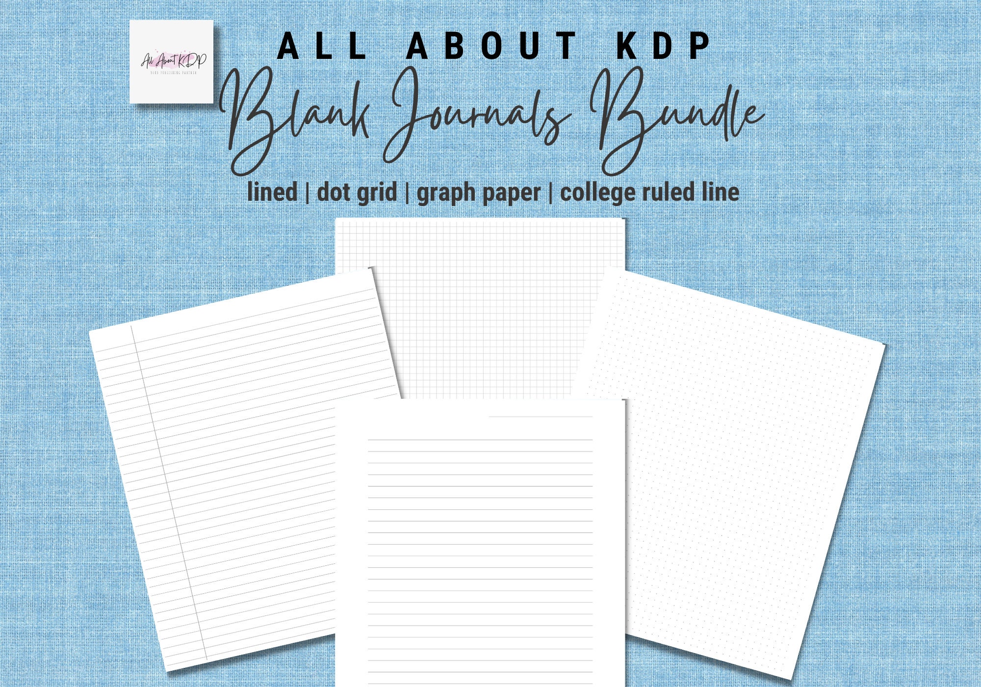 KDP Interiors Bundle | Blank Lined, Dot Grid, Graph Paper, College ...