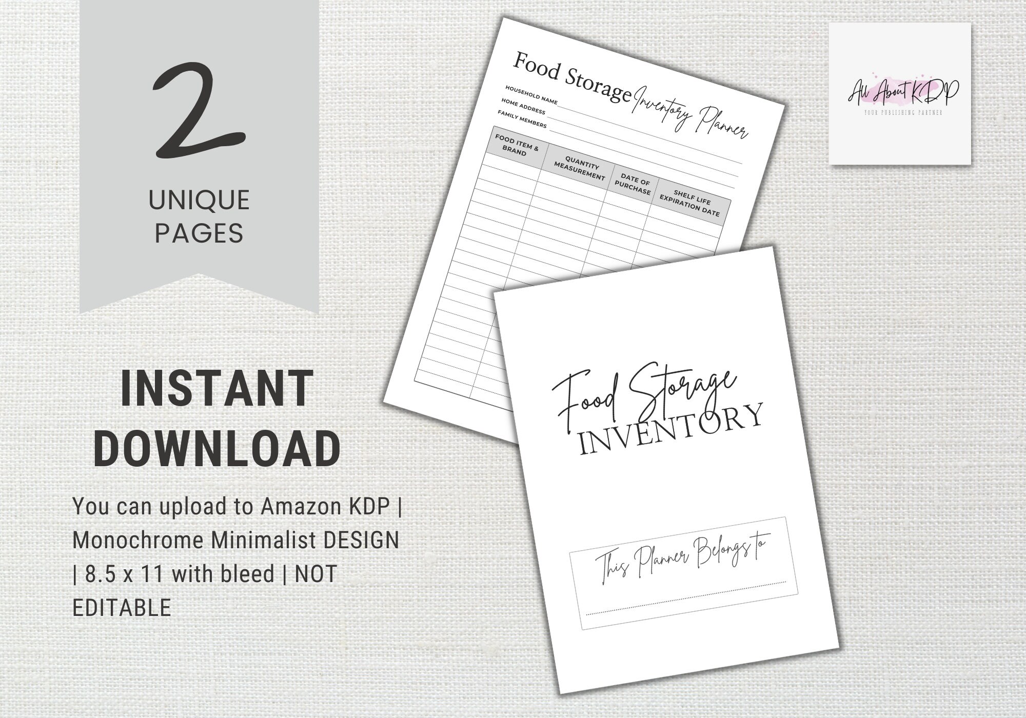 Food Storage Inventory Planner Canva Editable KDP Interior 8.5x11 ...
