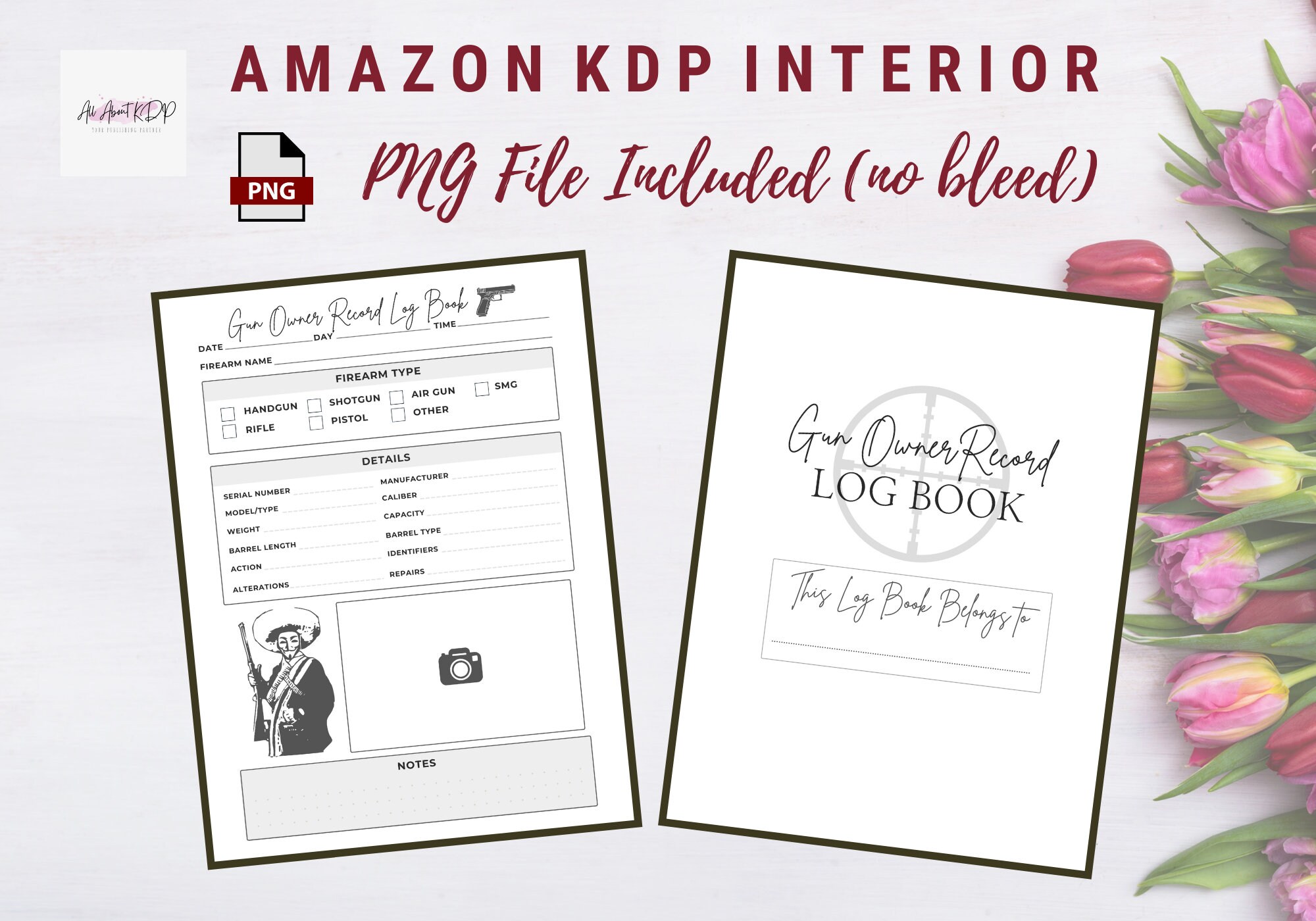 Guns Owner Record Log Book KDP Interior 8.5x11 Inches with Bleed ...