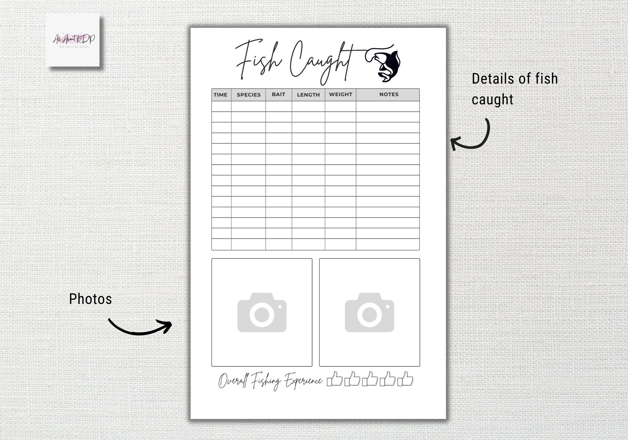 Fishing Journal Fishing Logbook Fishing Catch Log KDP - Etsy