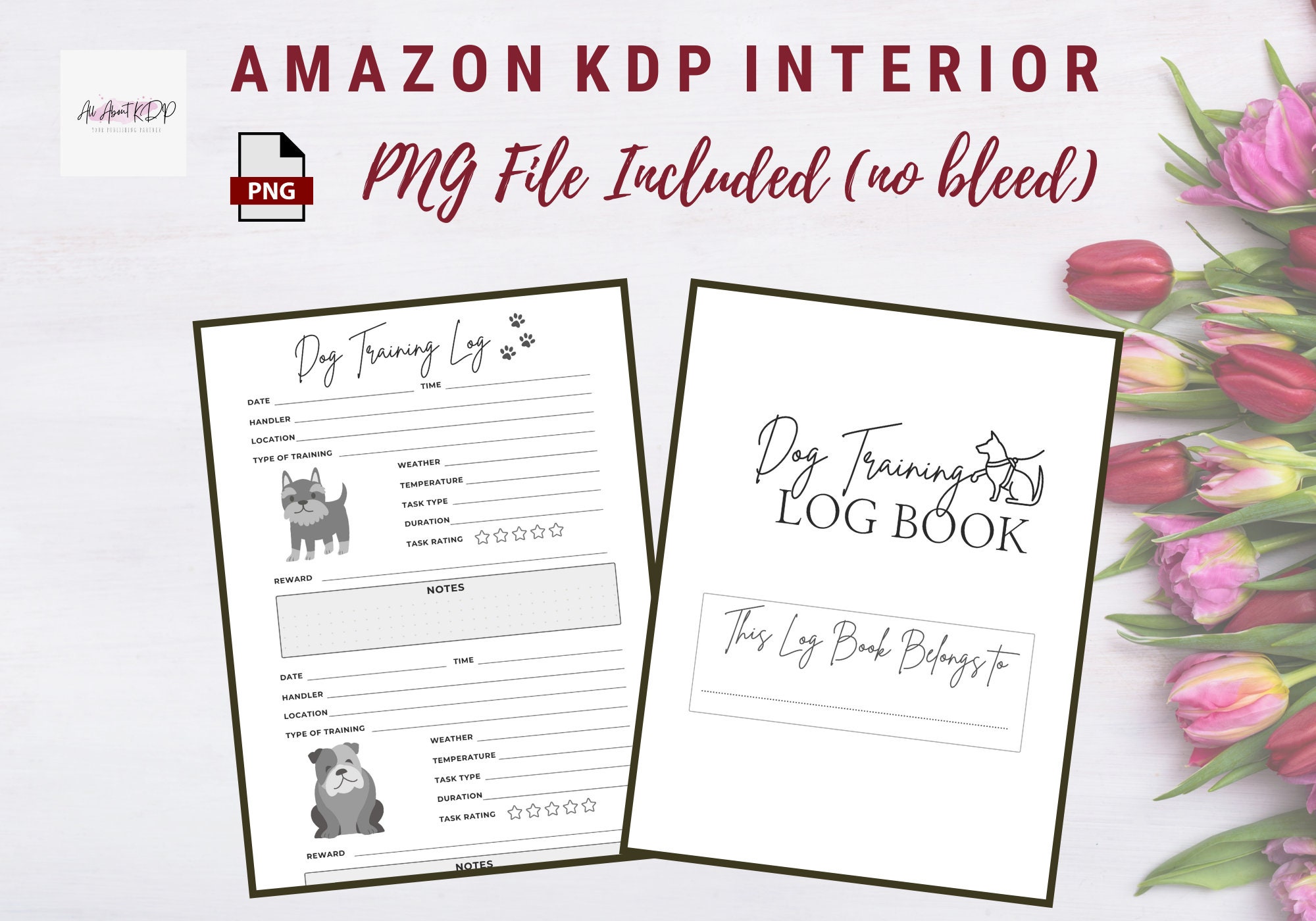 Dog Training Log Book KDP Interior 6x9 Inches with Bleed - Etsy