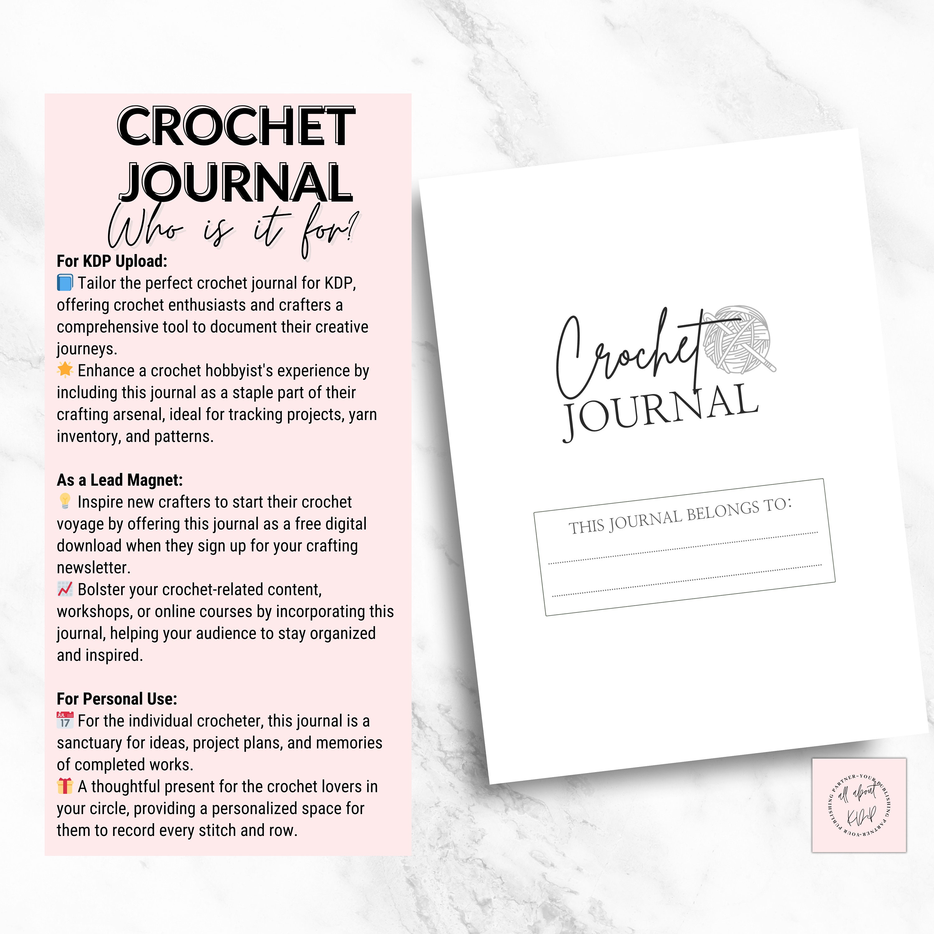 Editable Crochet Journal KDP Template | Canva Design for Crochet ...