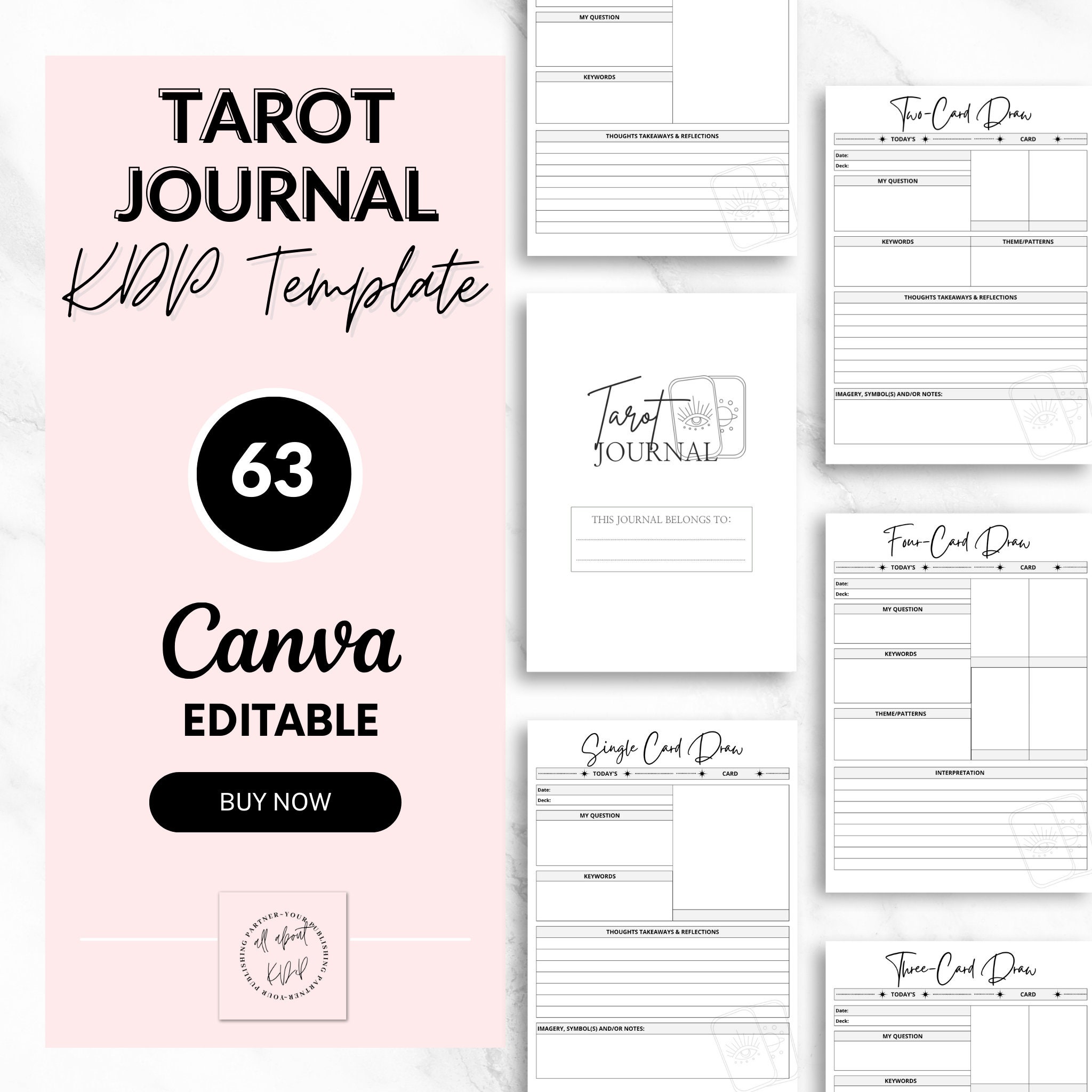 Editable Tarot Journal KDP Template Spiritual Diary Canva Design Tarot ...