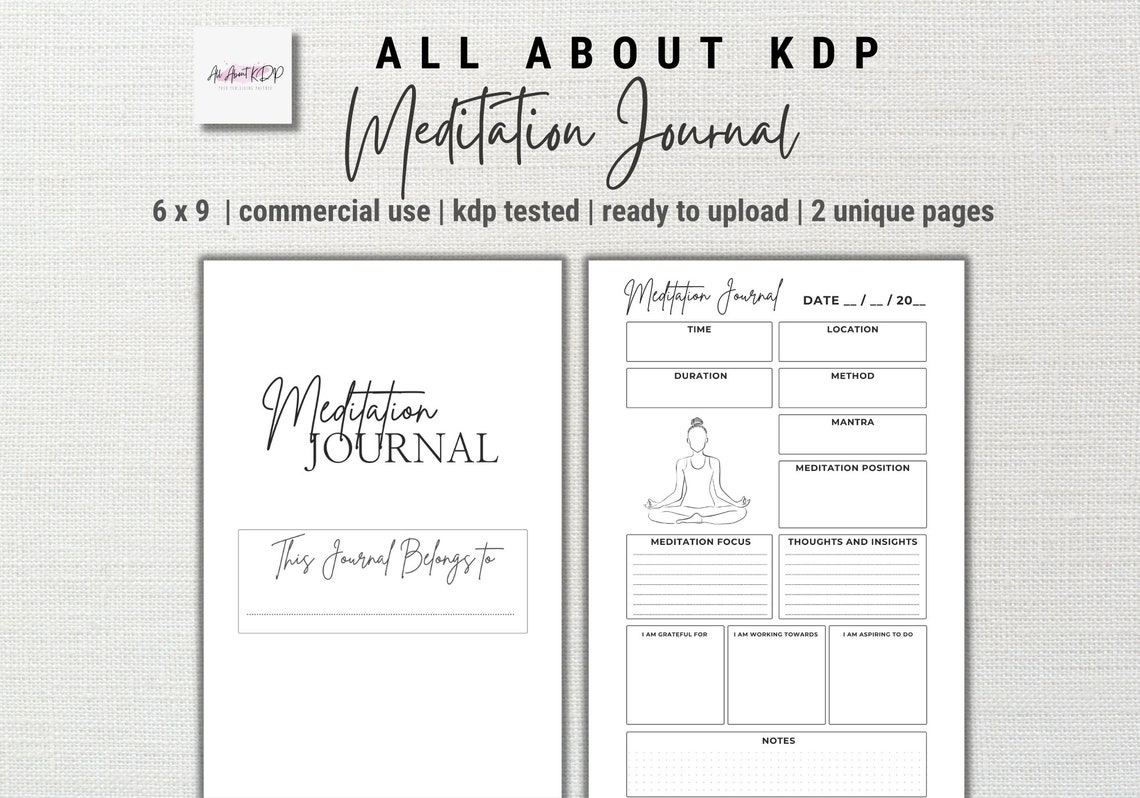 Meditation Journal Canva Editable Template | 6x9 Inches (no Bleed ...